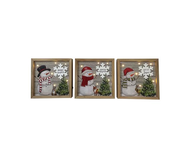 LED WOODEN PLAQUE DÉCOR (SNOWMAN) (ASSTD) - IH Casadecor
