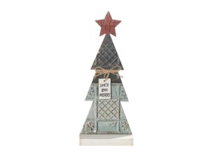 METAL TREE & STAR WITH WOOD BASE - IH Casadecor